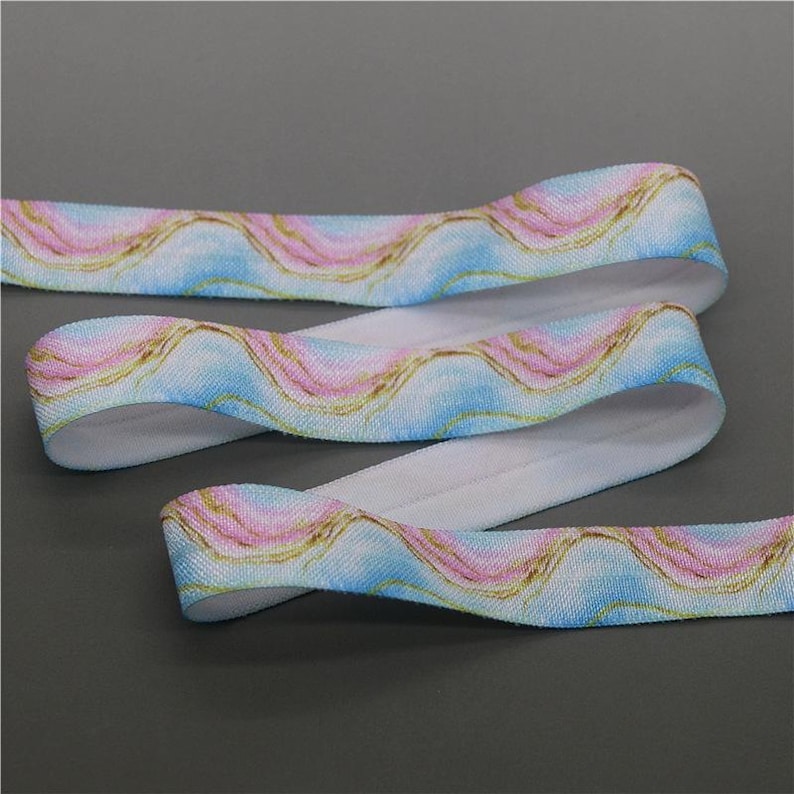 15mm 5yards Marble Printed FOE Fold Over Elastic Hair Tie Headband ...