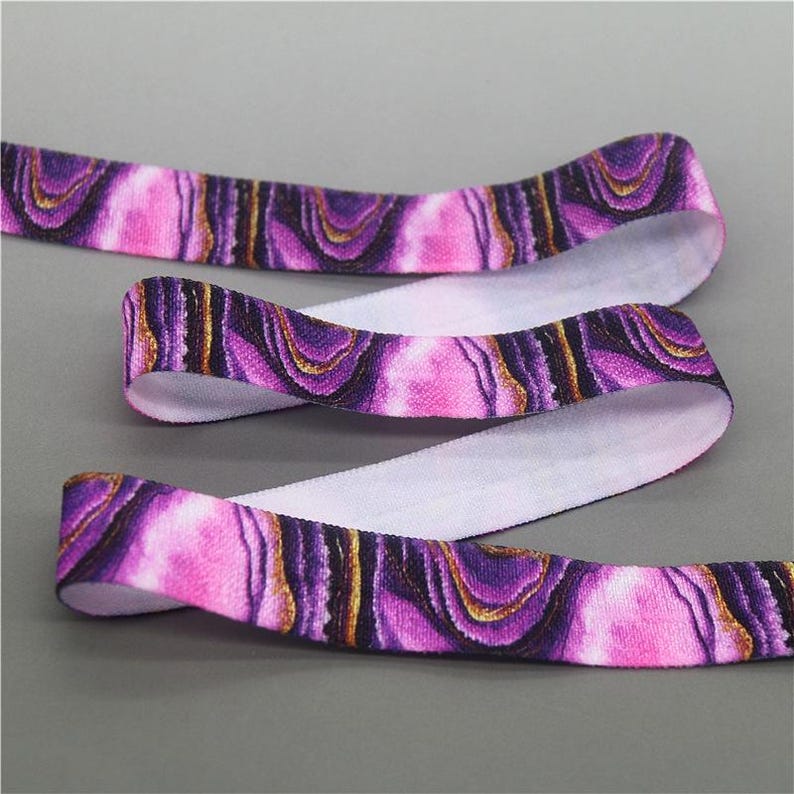 15mm 5yards Marble Printed FOE Fold Over Elastic Hair Tie Headband ...