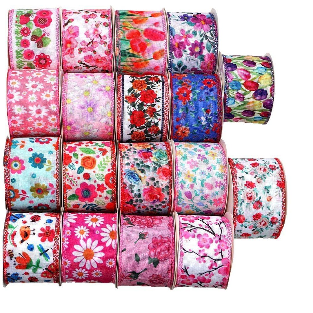 50yards Flowers Wired Edge Ribbon Accessorries Decoration DIY Wire ...