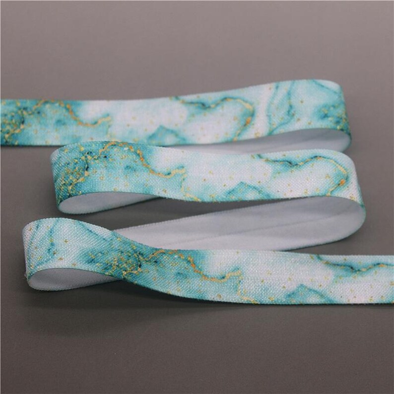 15mm 5yards Marble Printed FOE Fold Over Elastic Hair Tie Headband ...