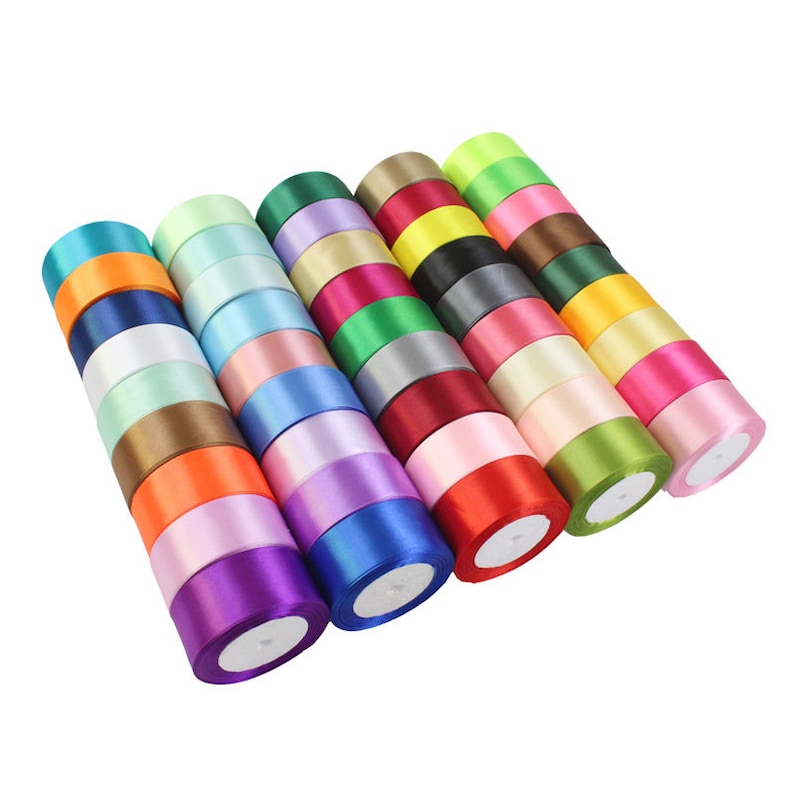 DUWES 1.5" 25yards Solid Color Single Face Satin Ribbon Decoration ...