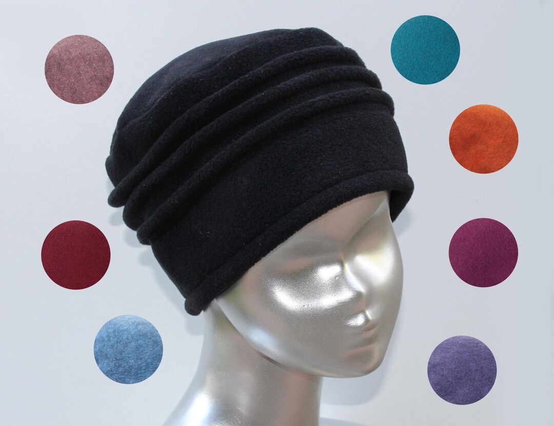 Hat, Black Women's Fleece Toque. 8 Colors Available, 3 Folds. Made in ...
