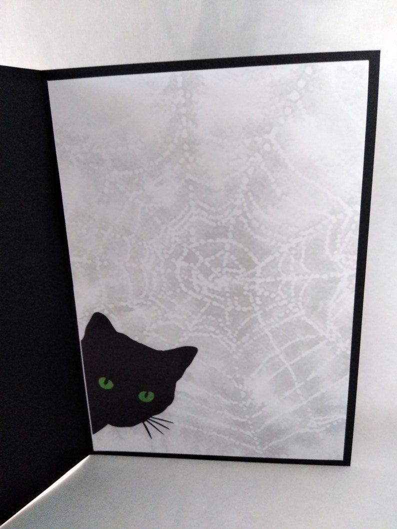 Fun Spooky Black Cat Halloween Card Handmade Halloween Card - Etsy