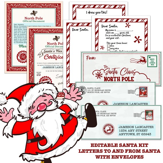 Editable Santa Letter Kit Letters to and From Santa With - Etsy