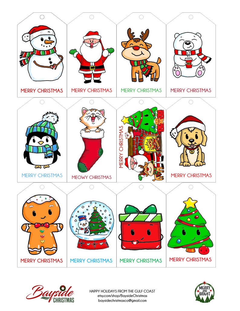 Cute Characters Christmas Tags | Santa | Reindeer | Polar Bear ...