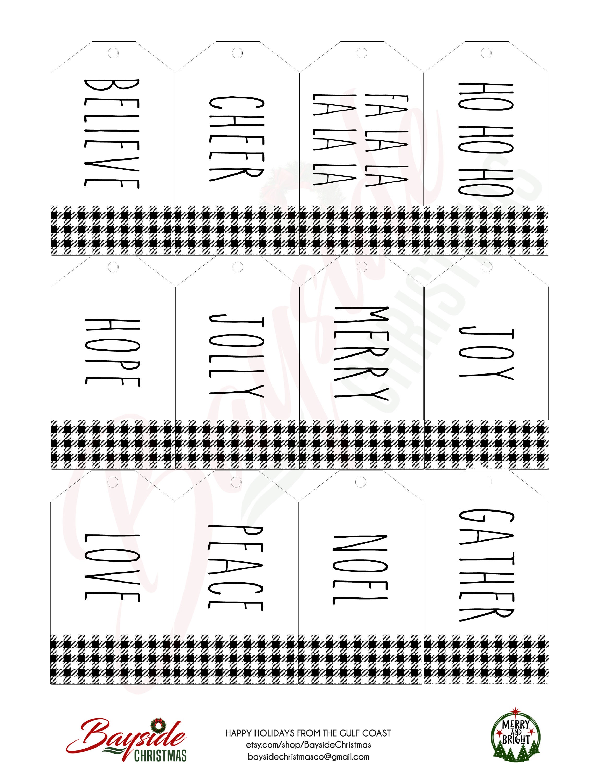 Farmhouse Style Christmas Tags Rustic Gift Tags Rae Dunn | Etsy