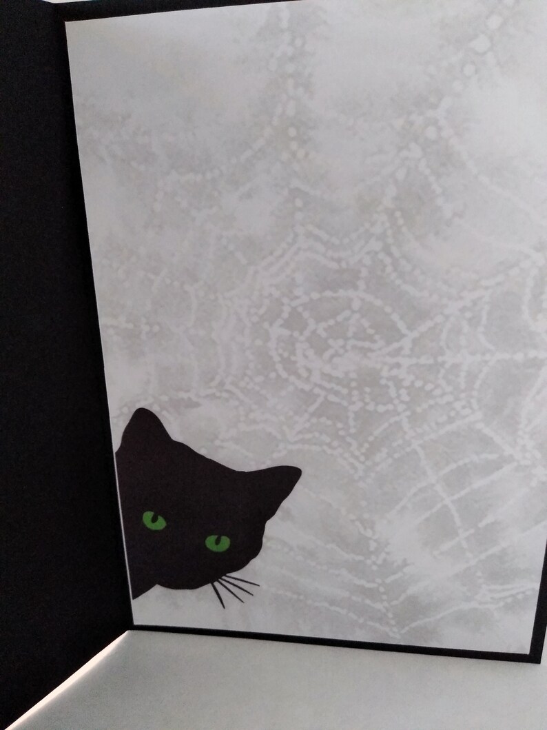 Fun Spooky Black Cat Halloween Card Handmade Halloween Card - Etsy