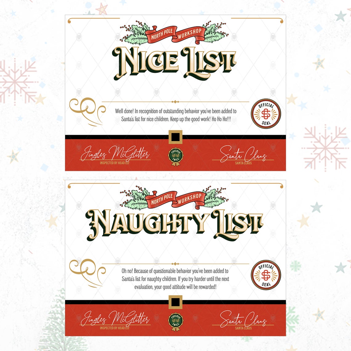 Santa's Nice and Naughty List Certificates | Sized for Your Christmas ...