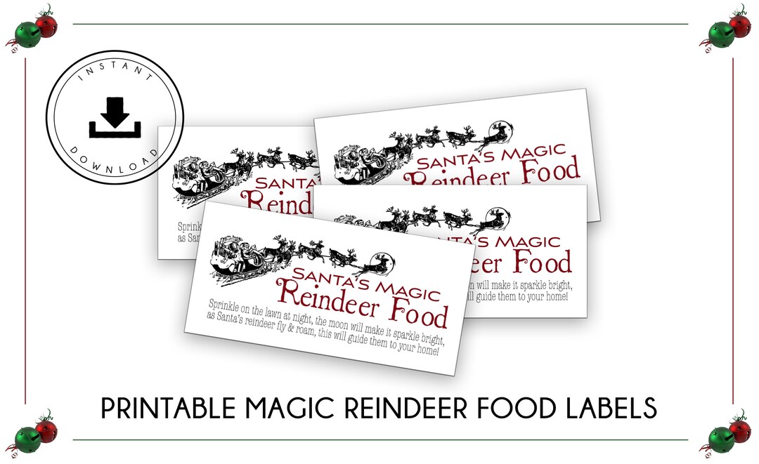 Santa's Magic Reindeer Food Printable Labels (digital Download) - Etsy