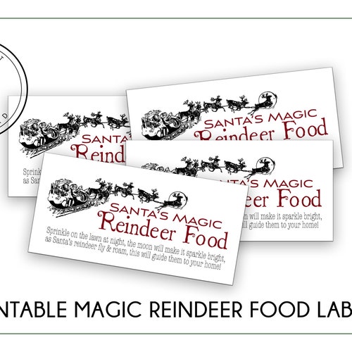 Santa's Magic Reindeer Food Printable Label Magical - Etsy