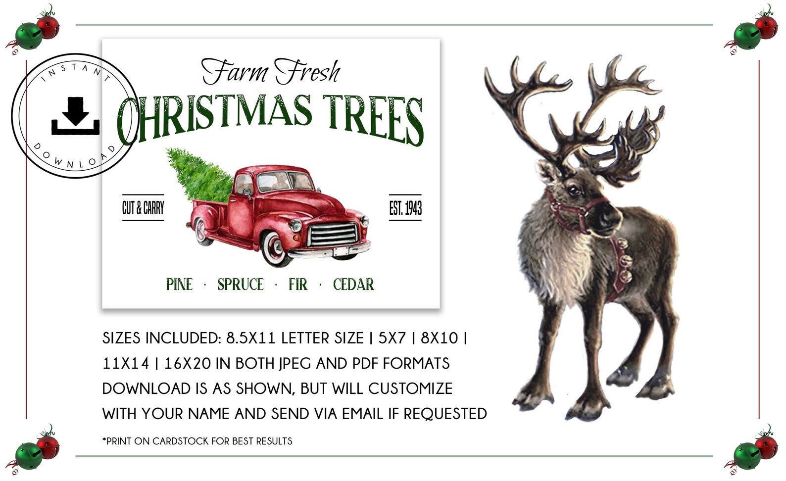 Farmhouse Christmas Tree Farm Print: Personalized Holiday Decor ...