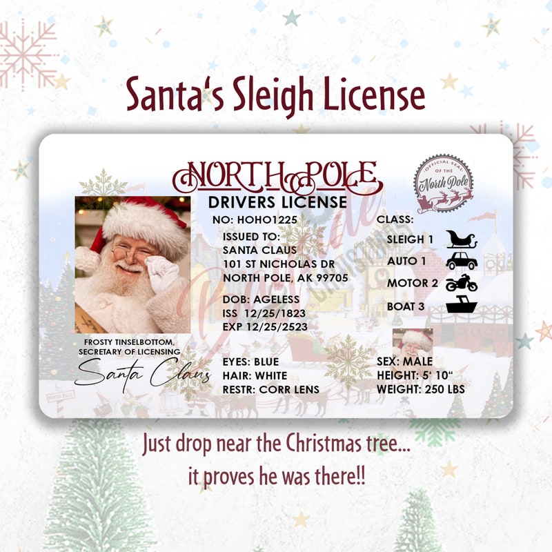 Printable Santa Driver's License - Etsy