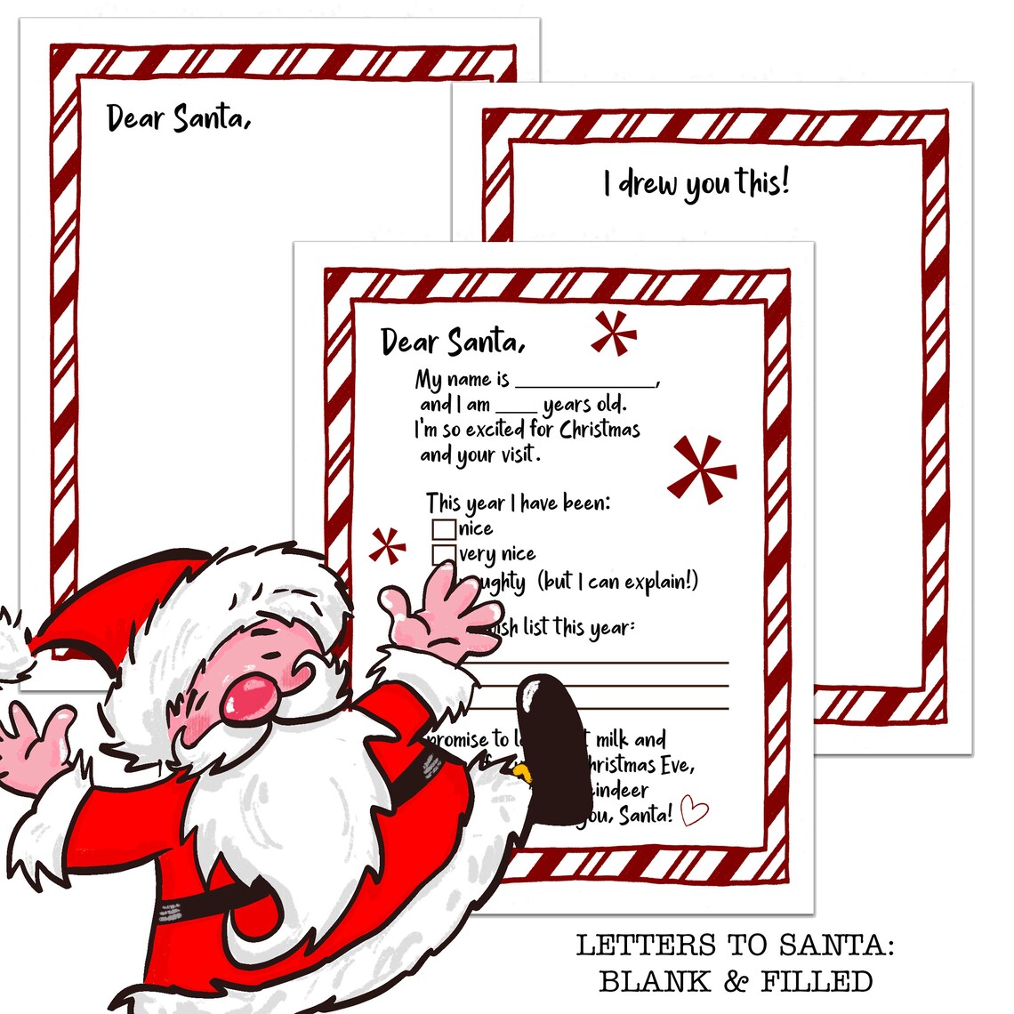 Editable Santa Letter Kit | Letters to and From Santa With Envelopes - Etsy