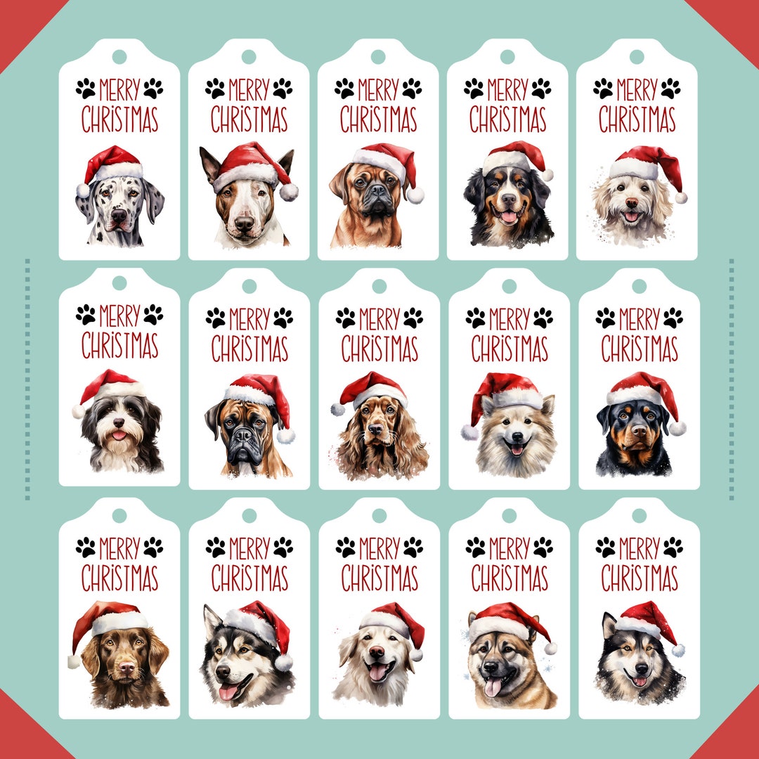 Dog Christmas Gift Tags Set of 101 PNGS - Etsy