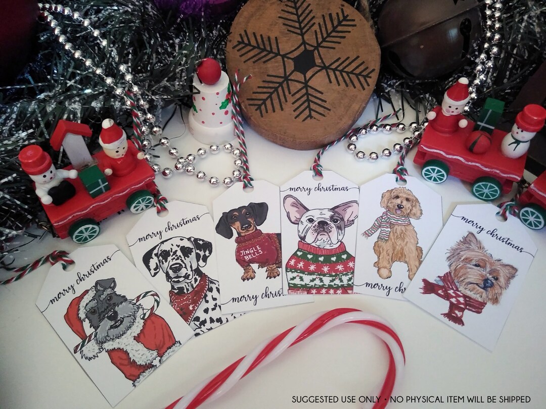Christmas Dog Gift Tags | Rustic Gift Tags | Puppy | Holiday Puppies - Etsy