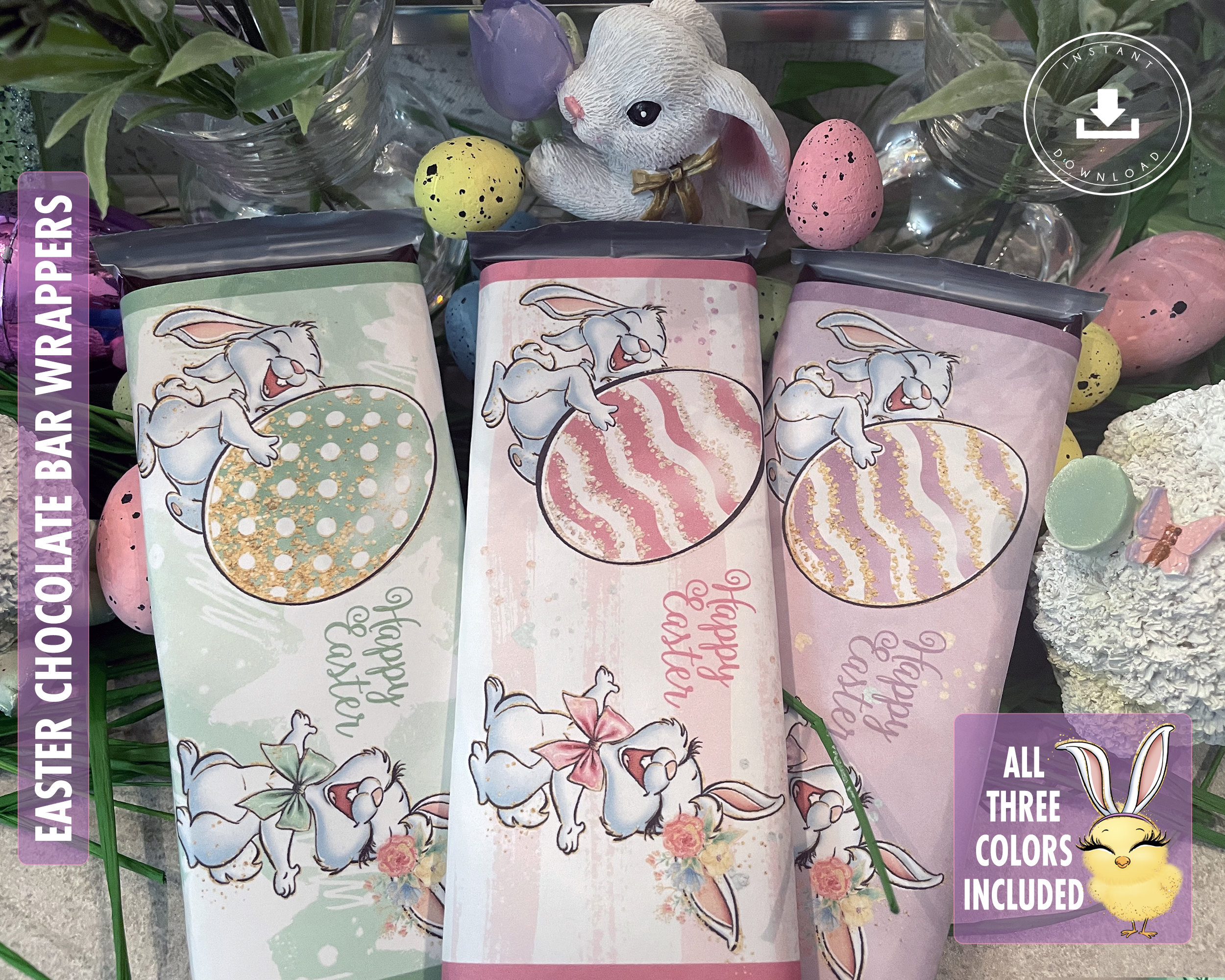Easter Bunny Chocolate Bar Wrappers: Printable Favors (digital Download ...