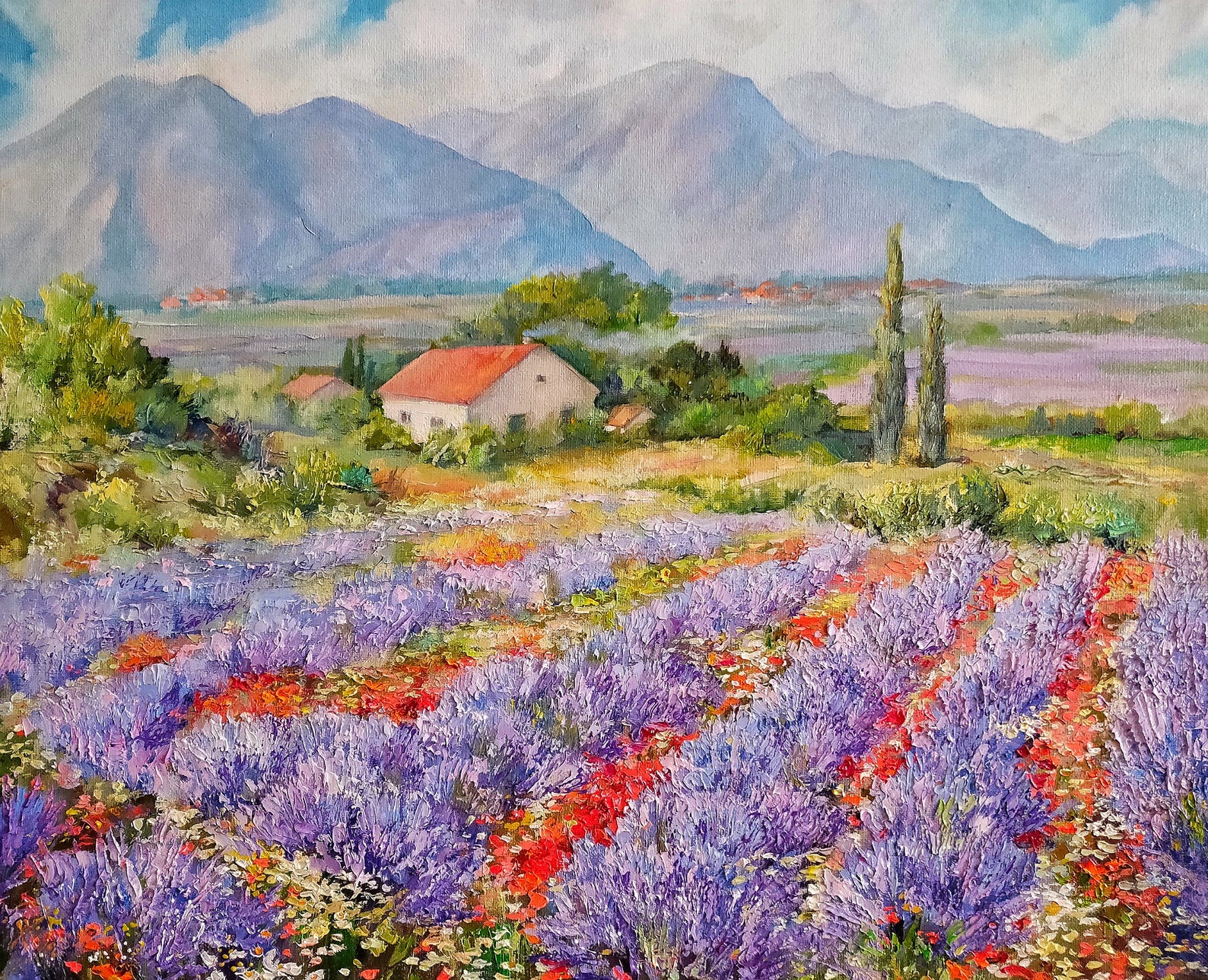 Landscape Painting Provence France on Canvas Original Art of | Etsy