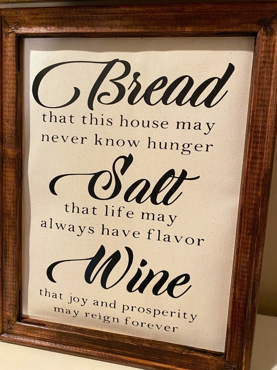 Bread Salt Wine Quote on Reverse Canvas Realtor Closing Gift - Etsy