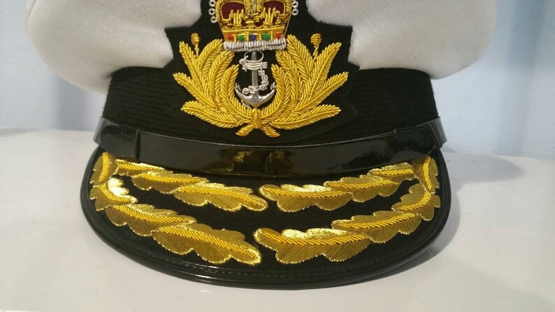British Royal Navy Admiral Flag Officers Peaked Cap / Hat Current Issue ...