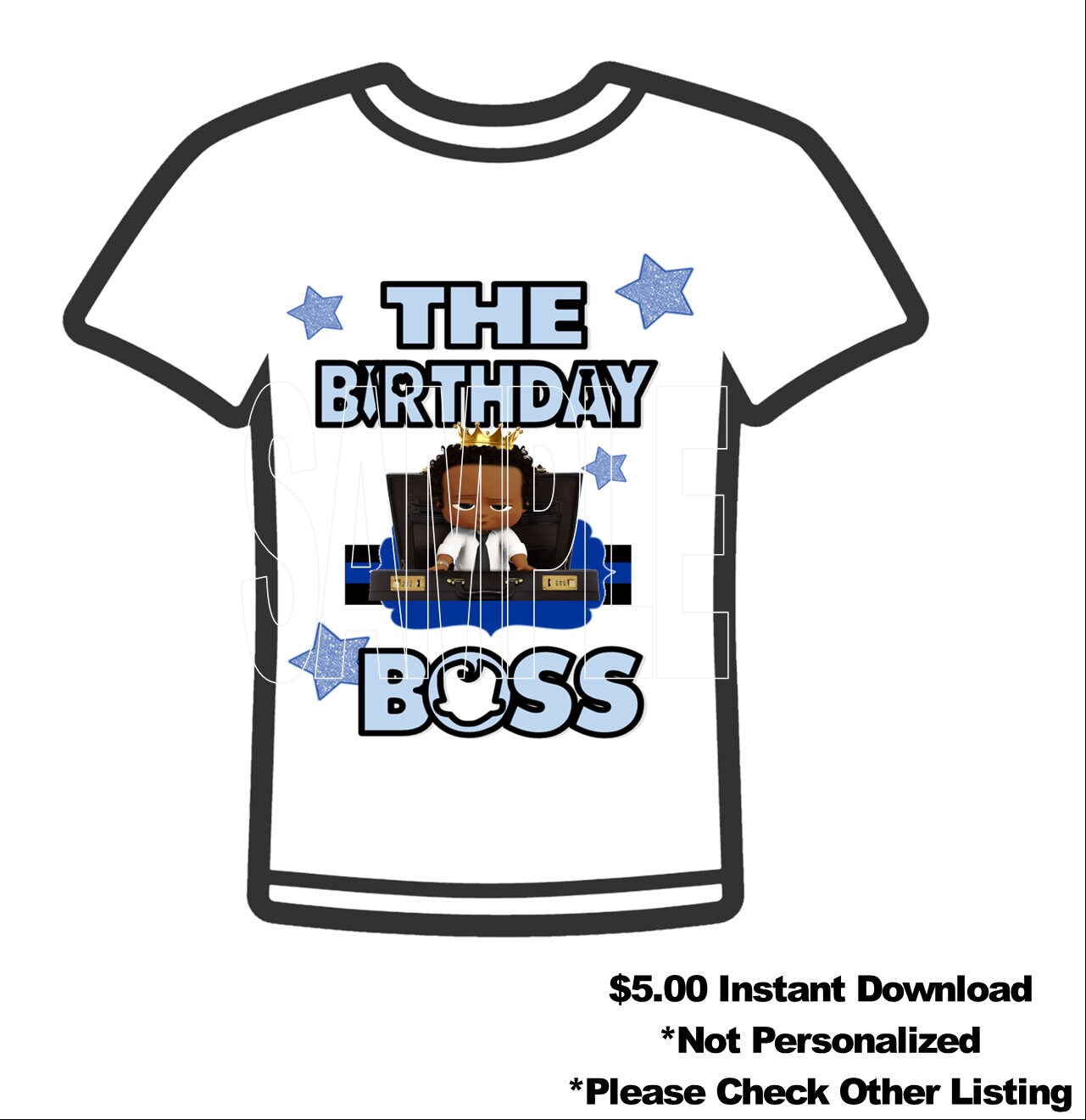 Black Boss Baby Boy with Crown Iron On For Download that you | Etsy