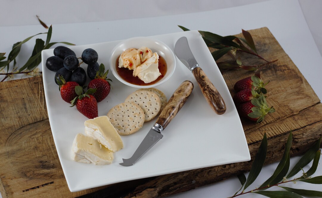 Hand Turned Cheese and Pate Knife Set Featuring Beautiful Spalted Oak ...