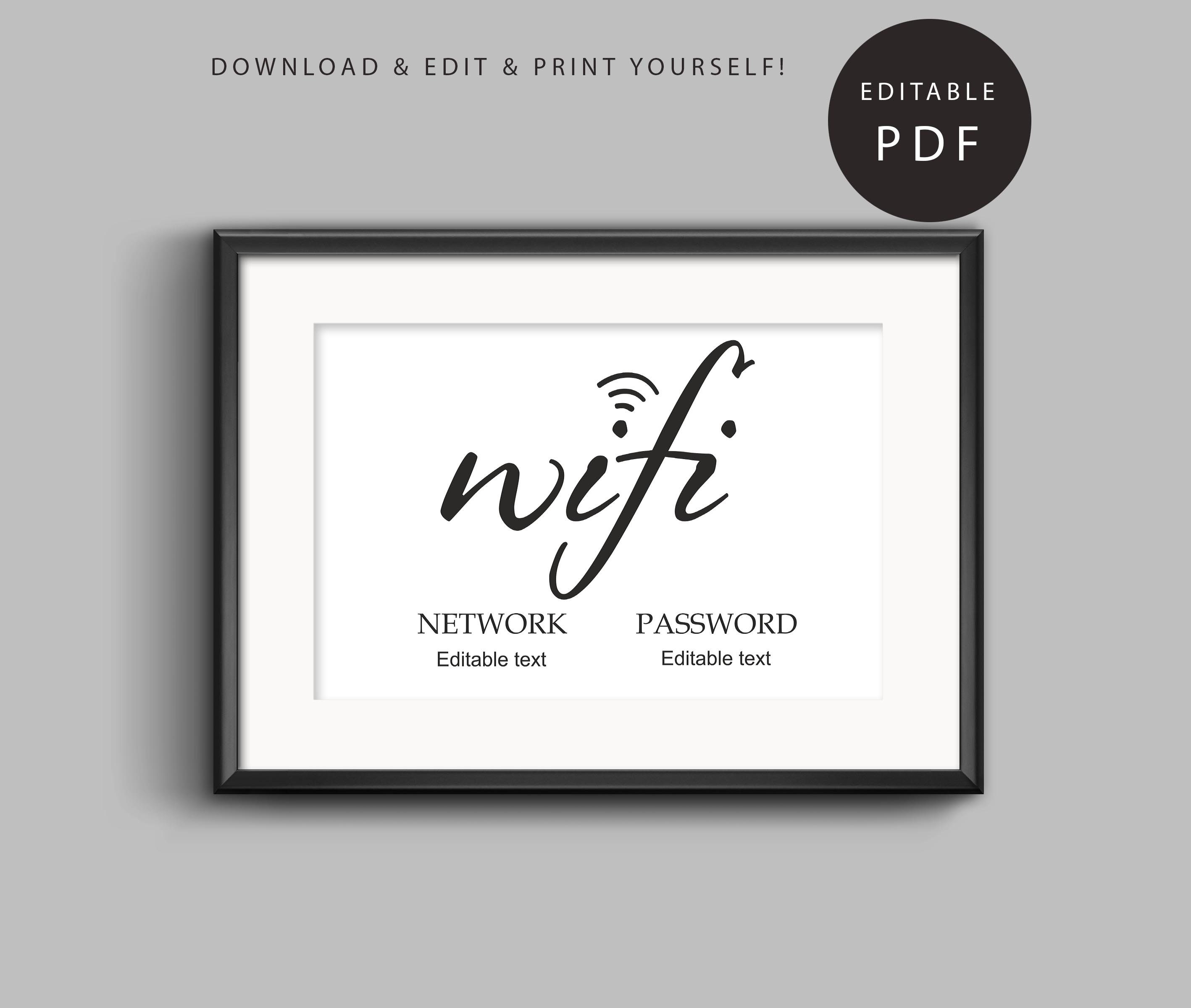 Printable Wifi Password Sign in 4 Sizes 4x6 5x7 | Etsy