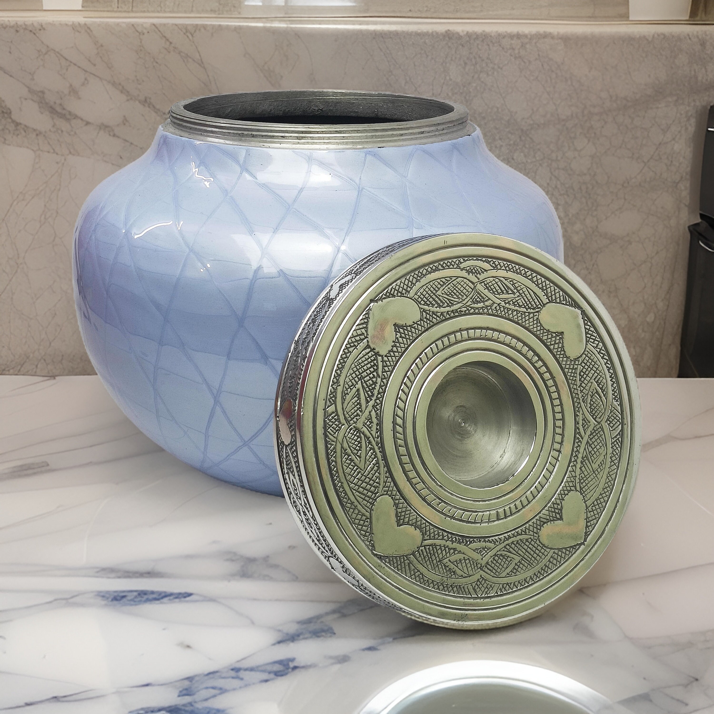 Ample Cremation Urn-the Azure Diamond Patterned Urn-keepsake Urn-urn ...