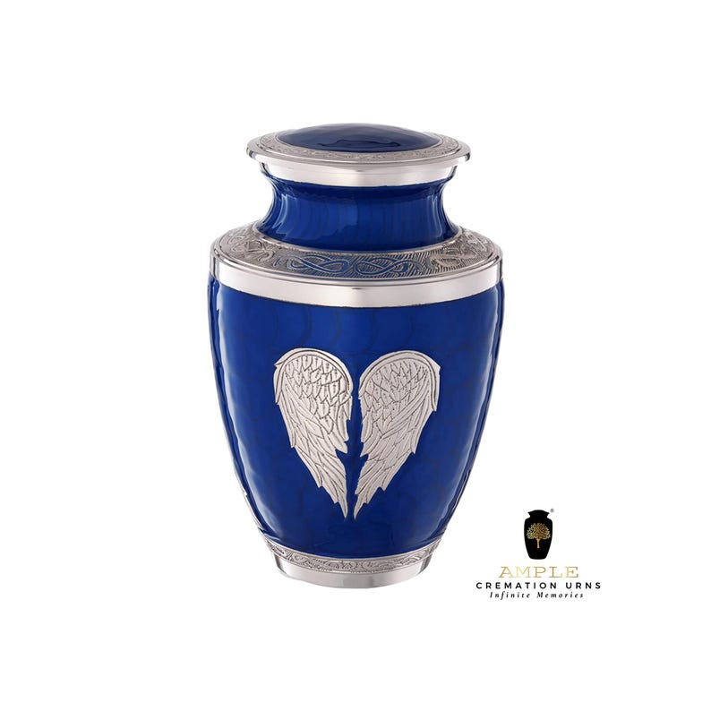 Blue Angel Wings Cremation Urn – Heavenly Memorial Urn, Spiritual ...