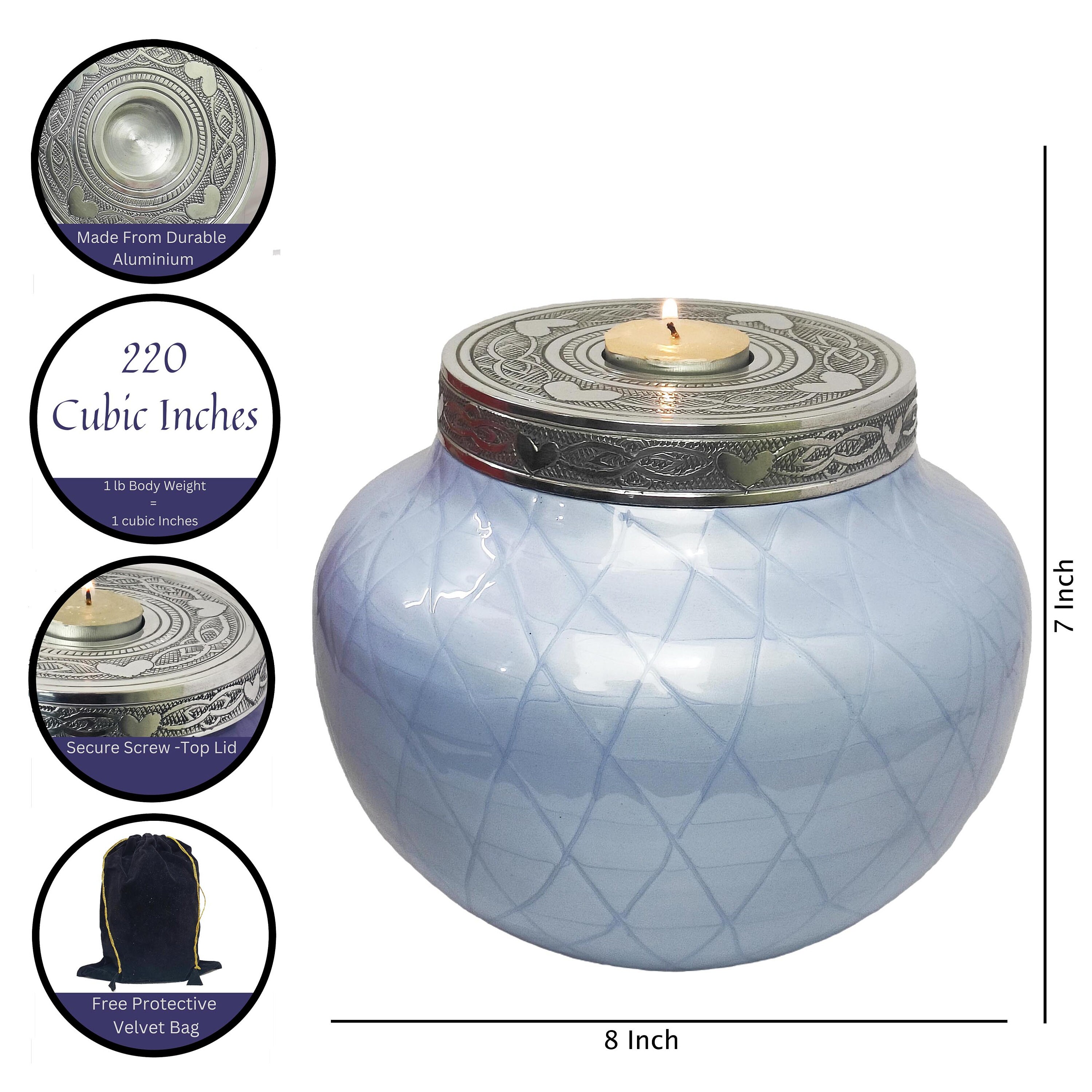 Ample Cremation Urn-the Azure Diamond Patterned Urn-keepsake Urn-urn ...