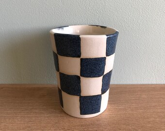 Checkered Ceramic Tumbler - Etsy