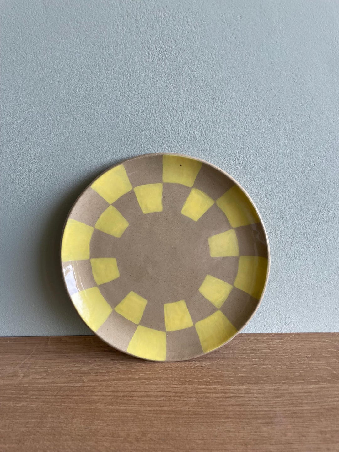 Butter Yellow Checkered Small Plate | Handmade Ceramics | Stoneware ...