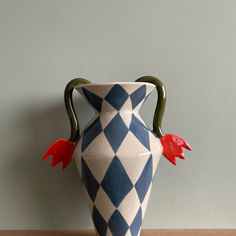 Handmade Vase Blue Red - Etsy UK