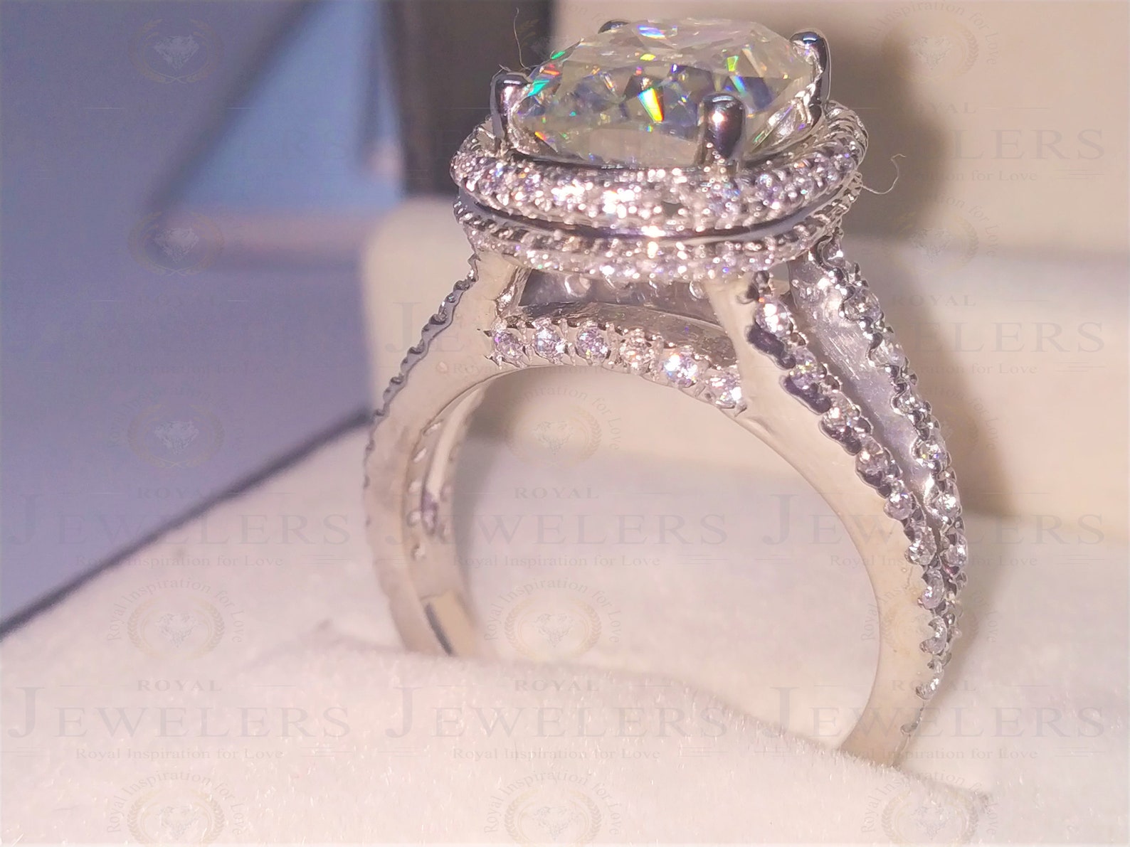 Double Hidden Halo Engagement Ring 10x8mm/3ct Elongated - Etsy