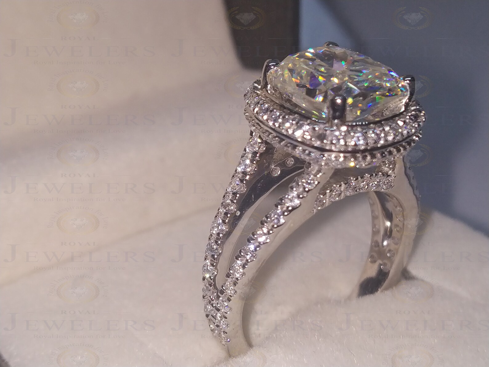 Double Hidden Halo Engagement Ring 10x8mm/3ct Elongated - Etsy