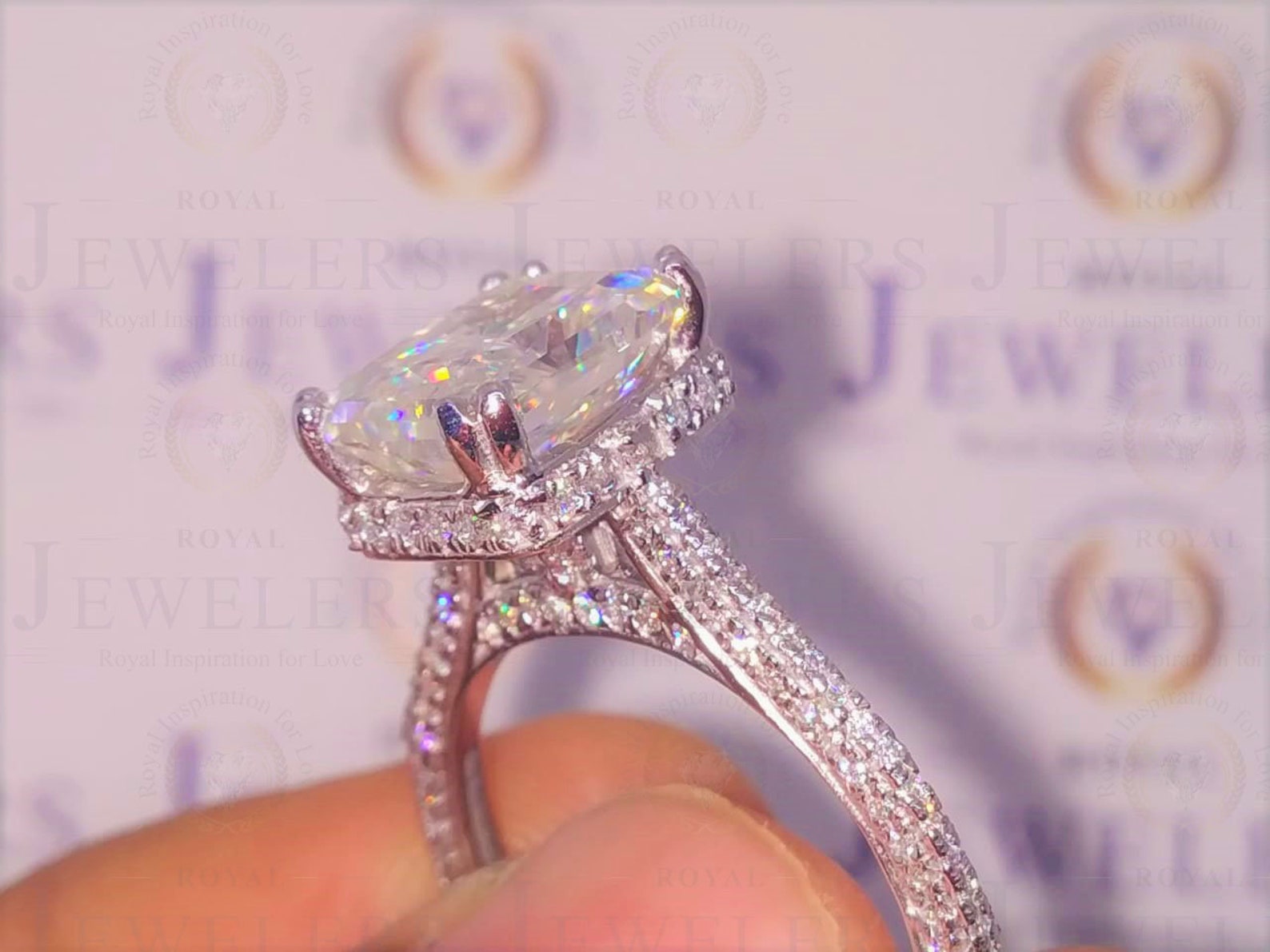 3.78ct Radiant Cut Hidden Halo Forever One Moissanite - Etsy