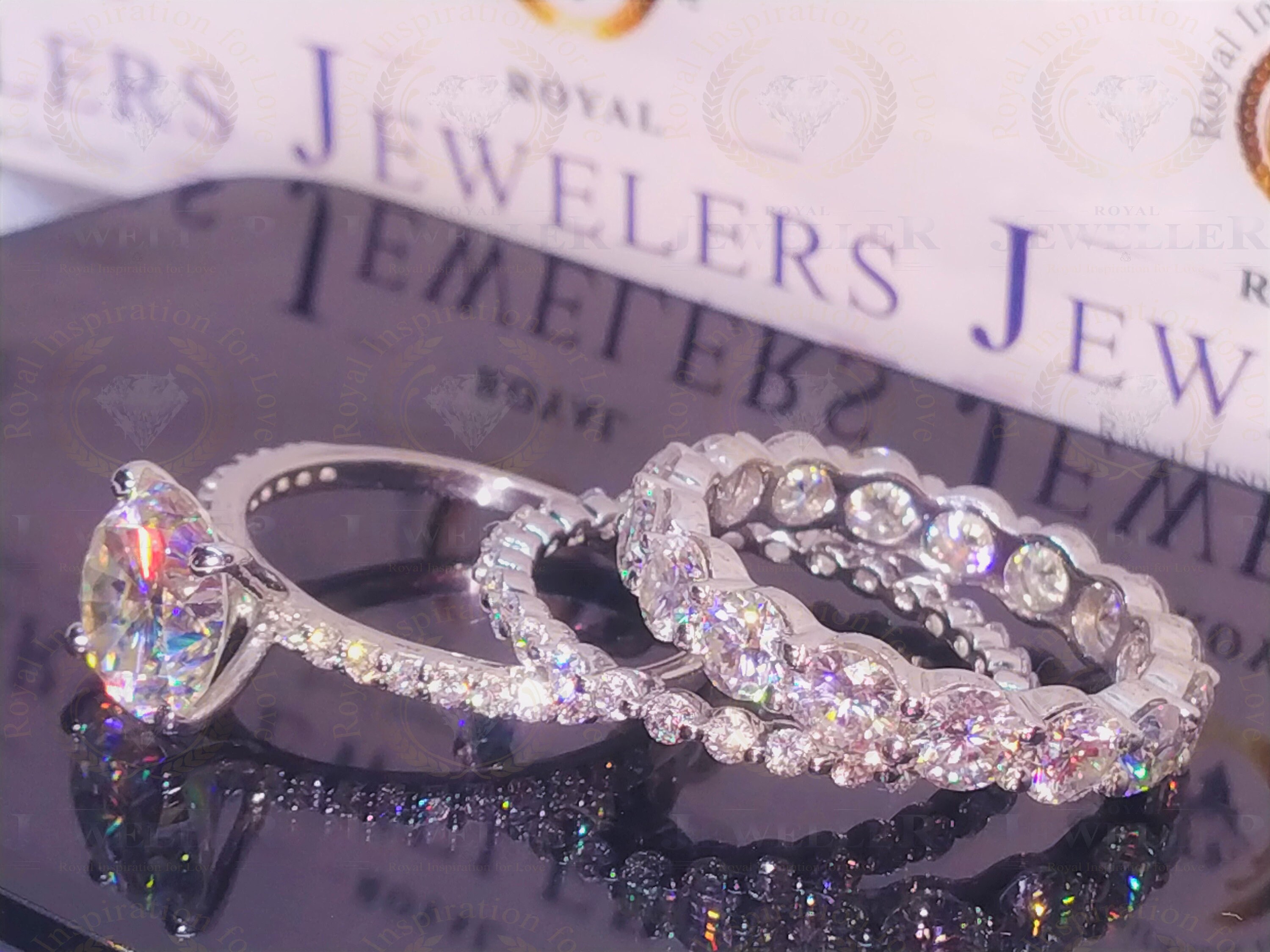 8.67ctw Solitaire Engagement Wedding Bridal Trio Setforever - Etsy