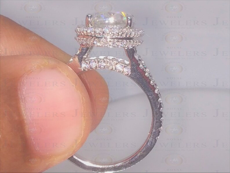 Double Hidden Halo Engagement Ring 10x8mm/3ct Elongated - Etsy