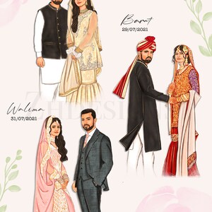 Wedding Portrait, Pakistani Wedding, Wedding Illustration, Desi Wedding ...