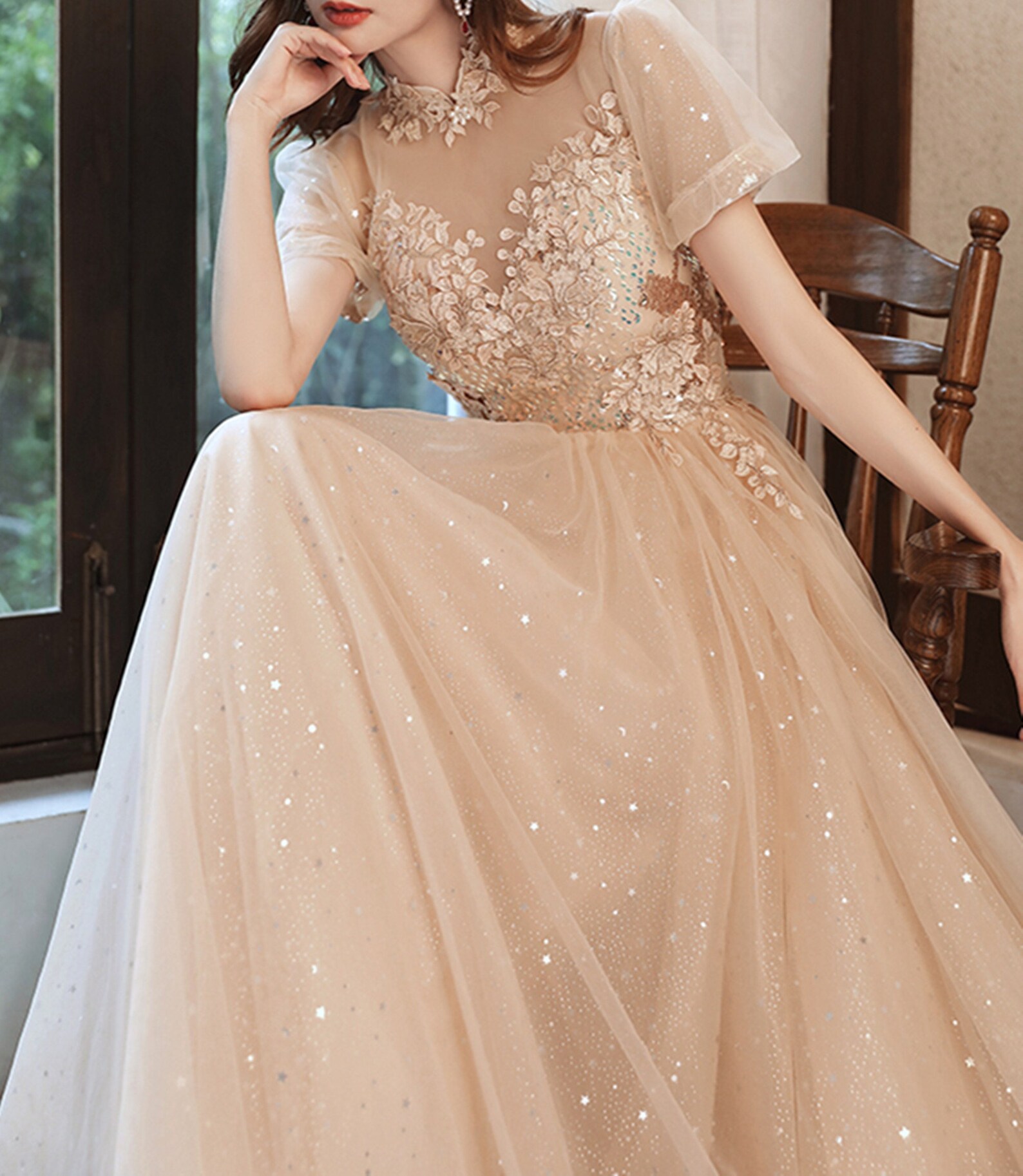 Stars Moon Prom Dress Applique Long Evening Dress Girl | Etsy