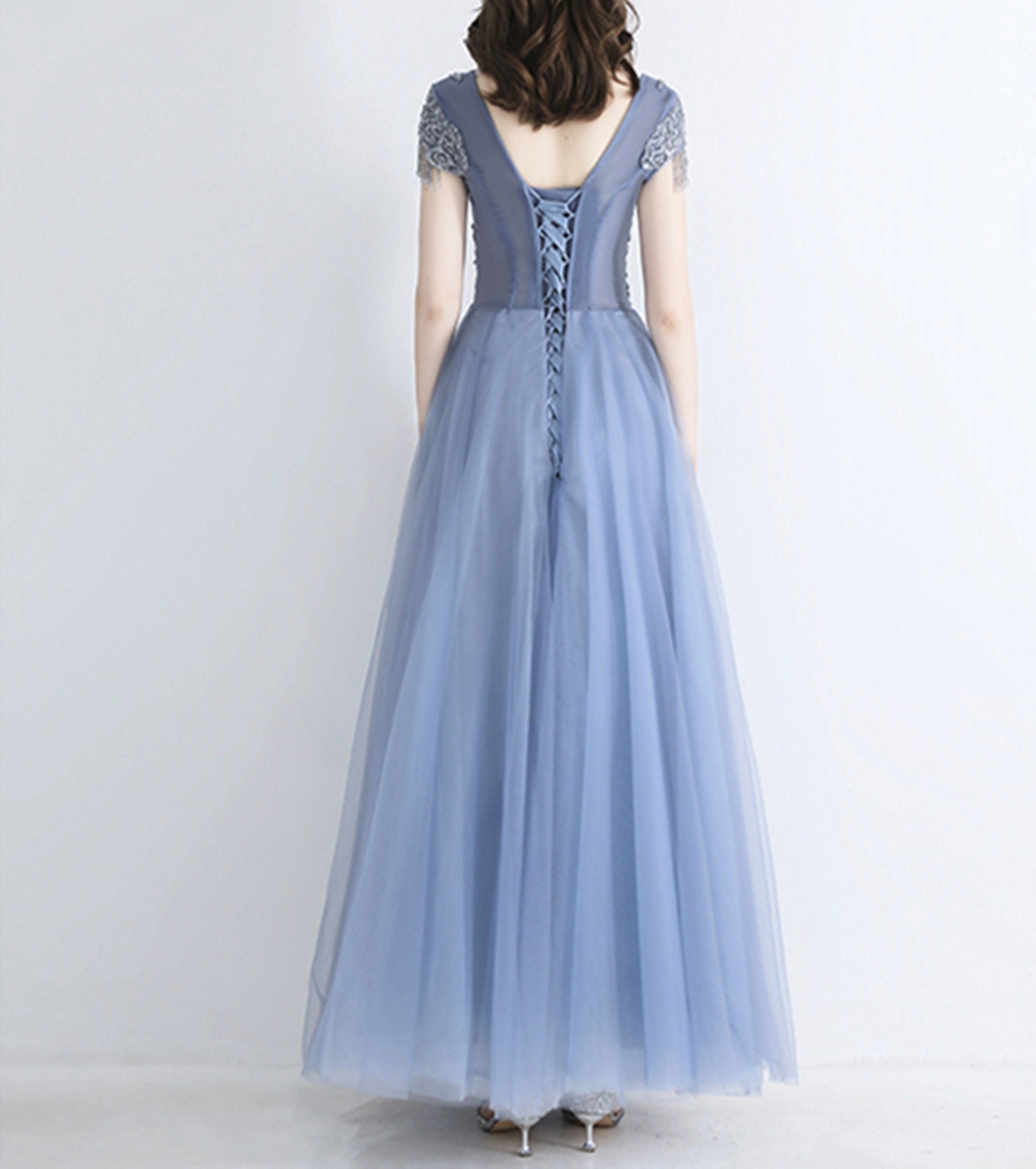 Water Blue Prom Dress Long Applique Evening Dress Beading | Etsy