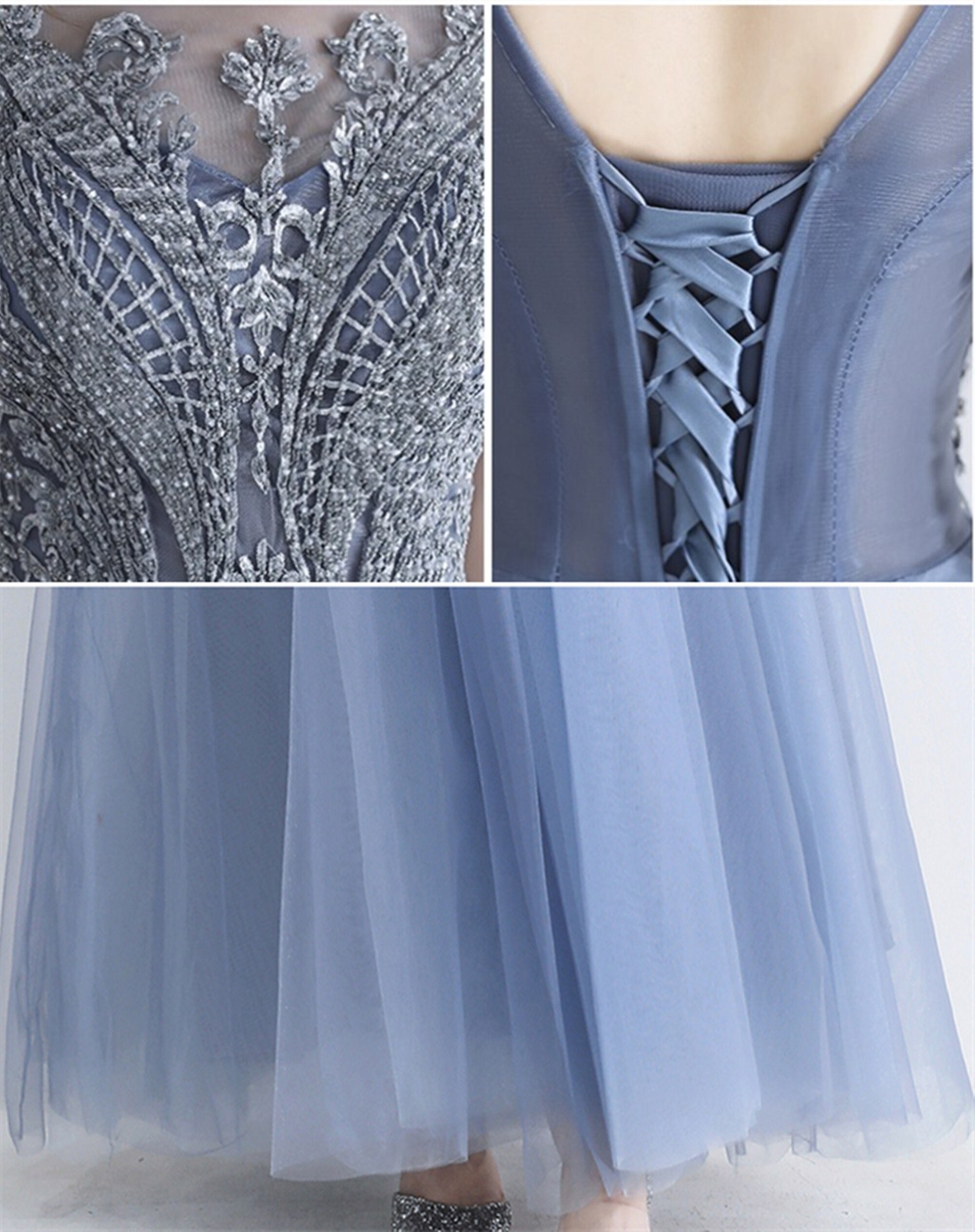 Water Blue Prom Dress Long Applique Evening Dress Beading | Etsy