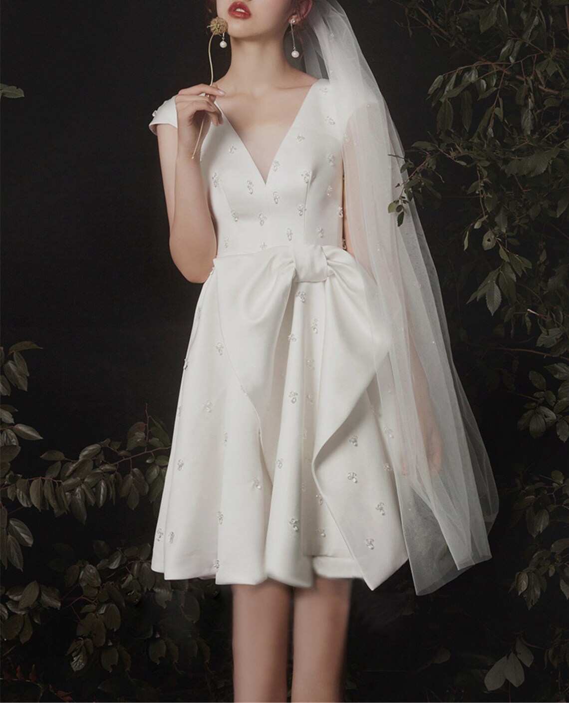 Bow Prom Dress Ivory Satin Evening Dress A Line Bridal Dress - Etsy