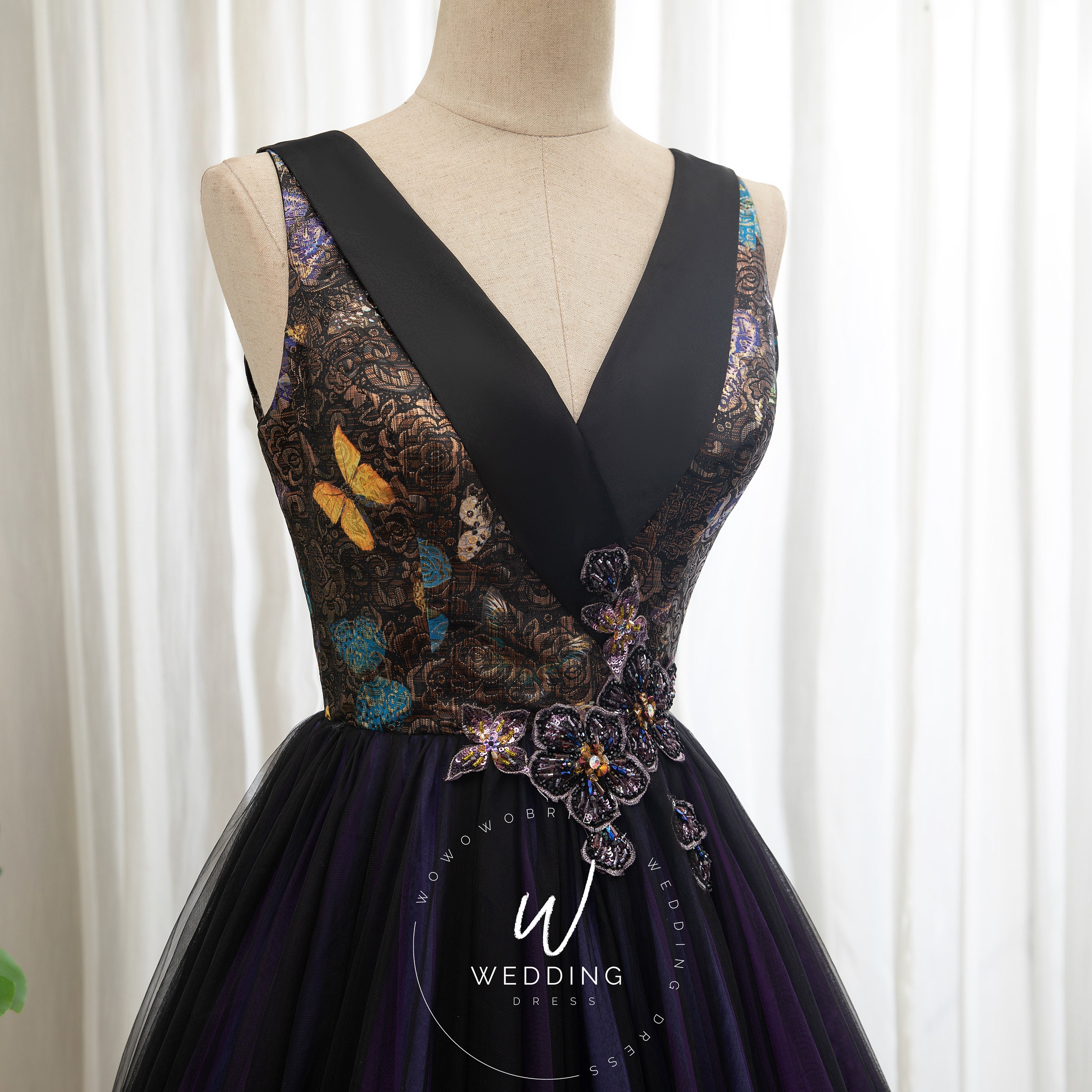 Vintage Butterfly Prom Ball Gown Flower Applique Evening | Etsy