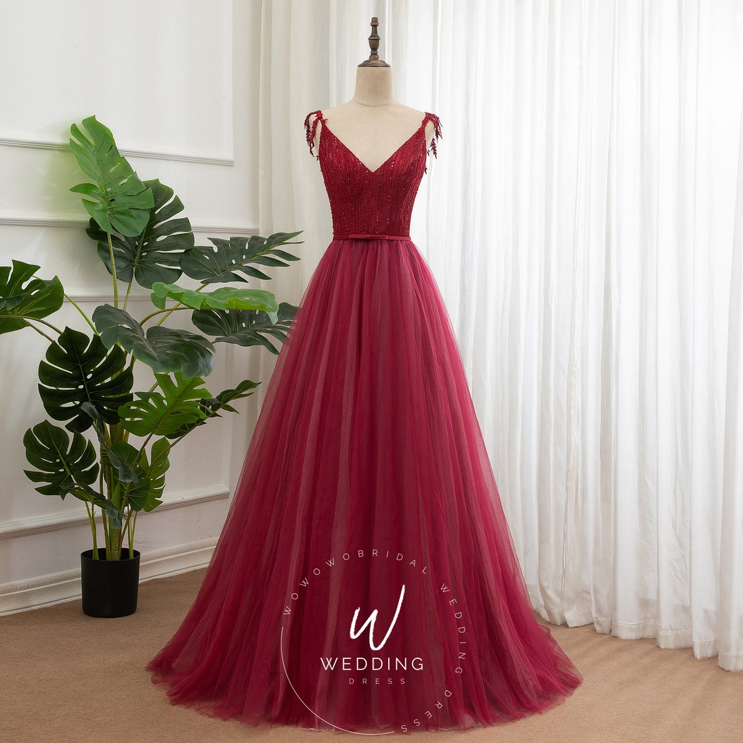 Women Deep V Prom Dress, Sleeveless Party Dress, Spaghetti Straps ...