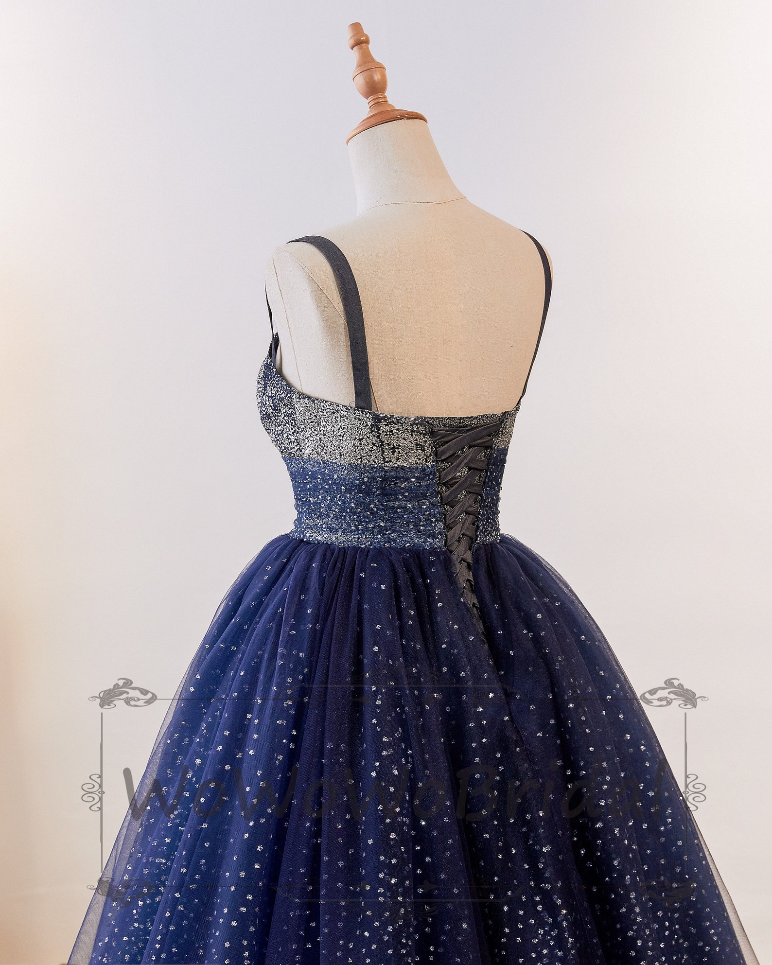 Blue Starry Prom Ball Gown Straps Prom Dress Sparkly Sequin | Etsy