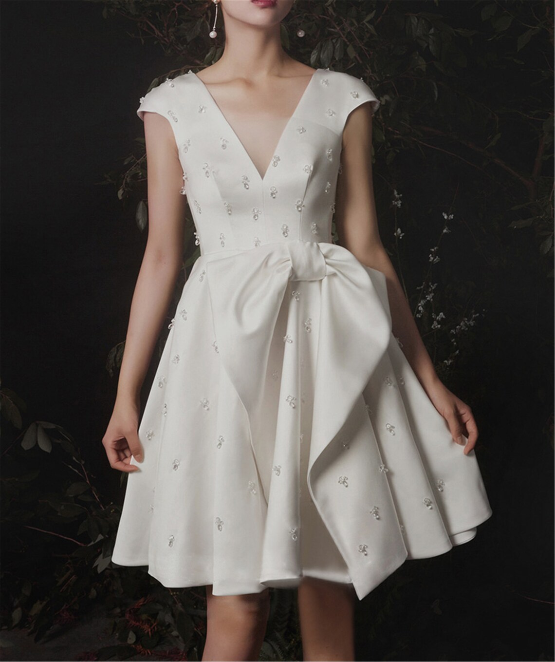 Bow Prom Dress Ivory Satin Evening Dress A Line Bridal Dress - Etsy