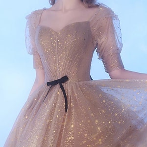 Stars Moon Prom Dress Champagne Long Evening Dress Sparkly - Etsy