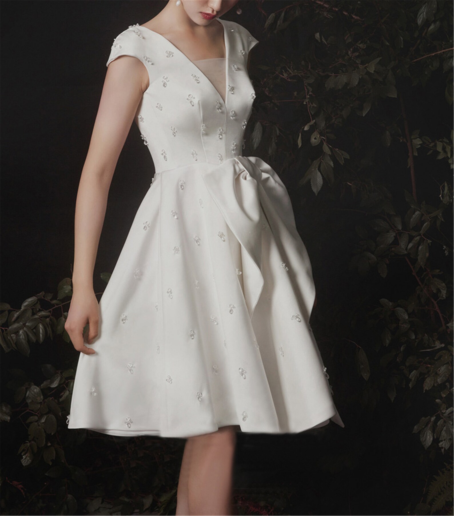 Bow Prom Dress Ivory Satin Evening Dress A Line Bridal Dress - Etsy