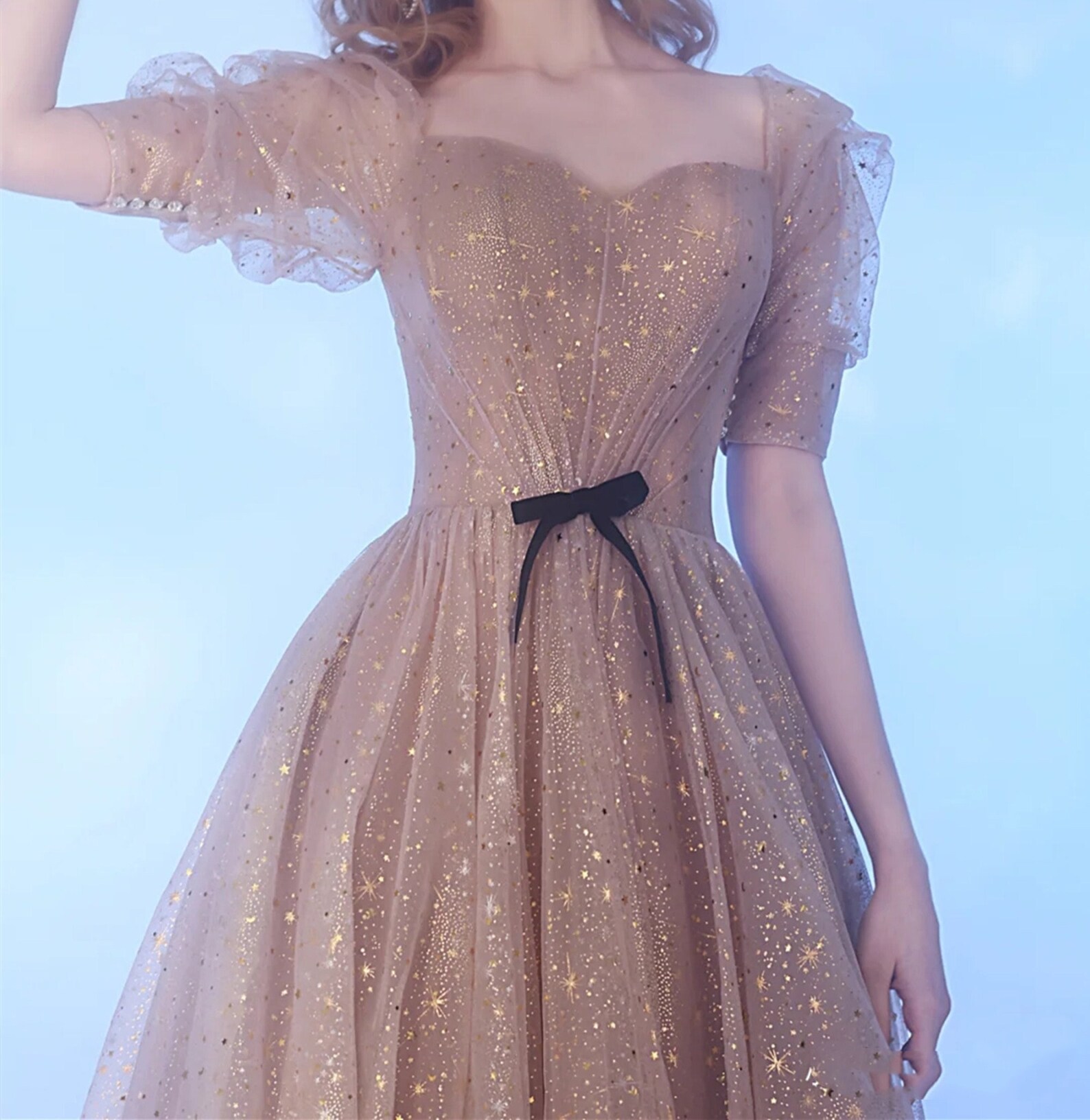 Stars Moon Prom Dress Champagne Long Evening Dress Sparkly | Etsy