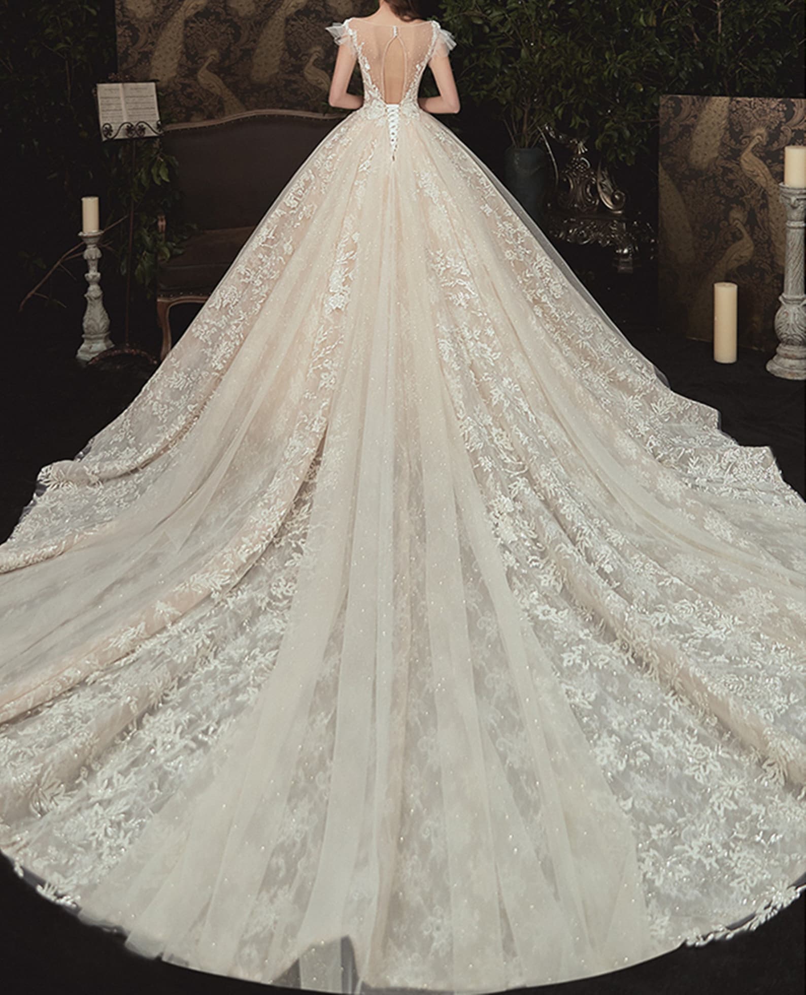 Romantic Lace Applique Bridal Wedding Dress Sparkly Wedding - Etsy